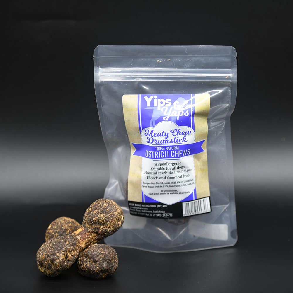 Yips & Yaps Ostrich Chews Meaty Chew Drumstick | Pet Hero