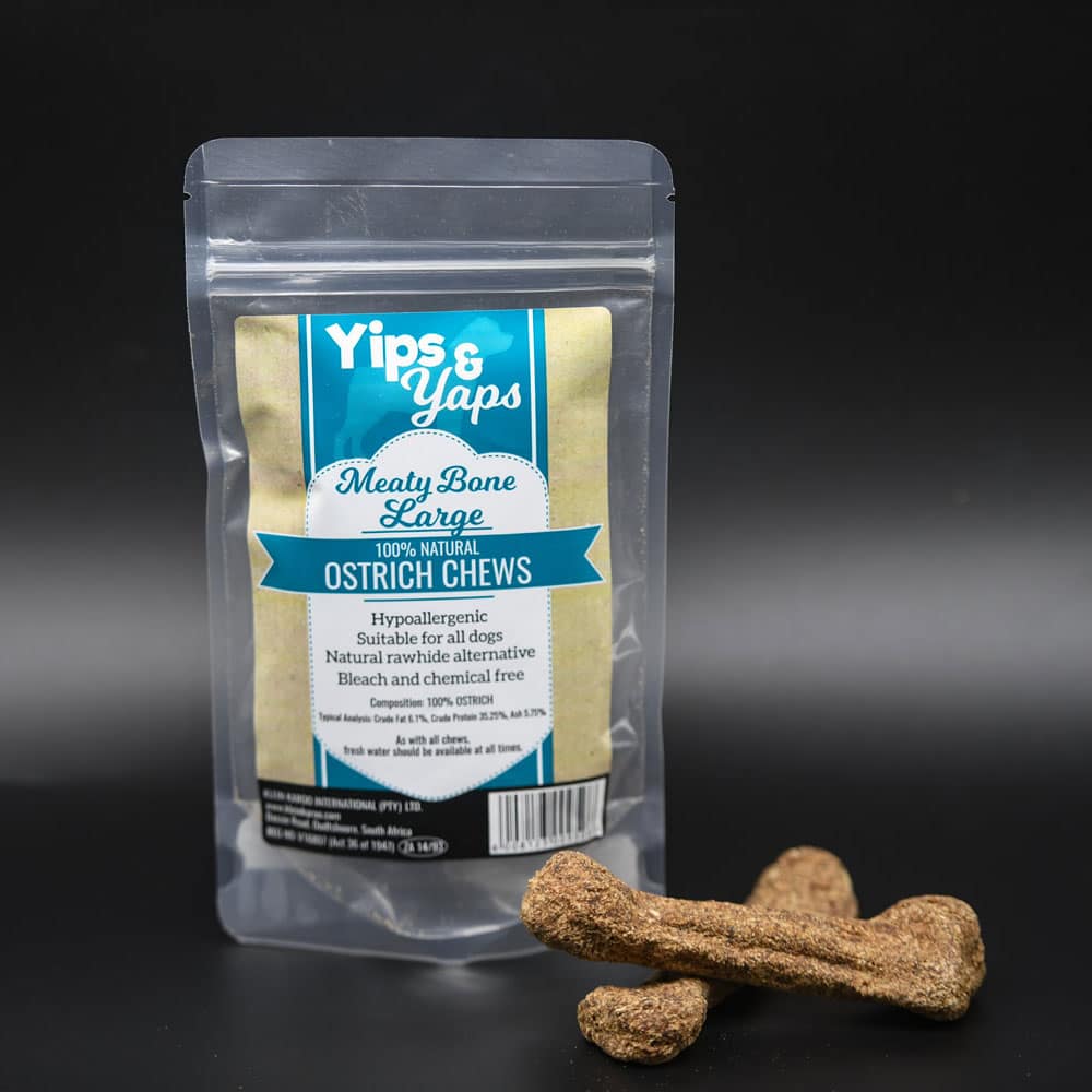 Yips & Yaps Ostrich Chews Meaty Bone Large | Pet Hero