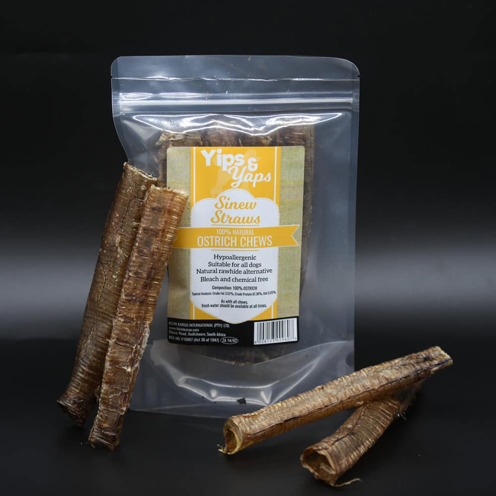Yips & Yaps Ostrich Chews Sinew Straws | Pet Hero