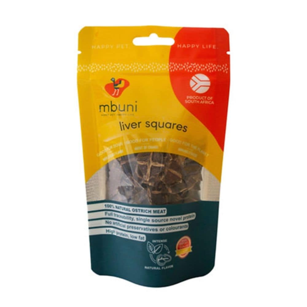 Mbuni Ostrich Liver Squares Dog and Cat Treats | Pet Hero
