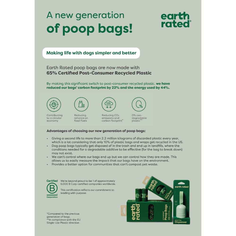 Earth Rated 120 Poop Bags on 8 Refill Rolls | Pet Hero