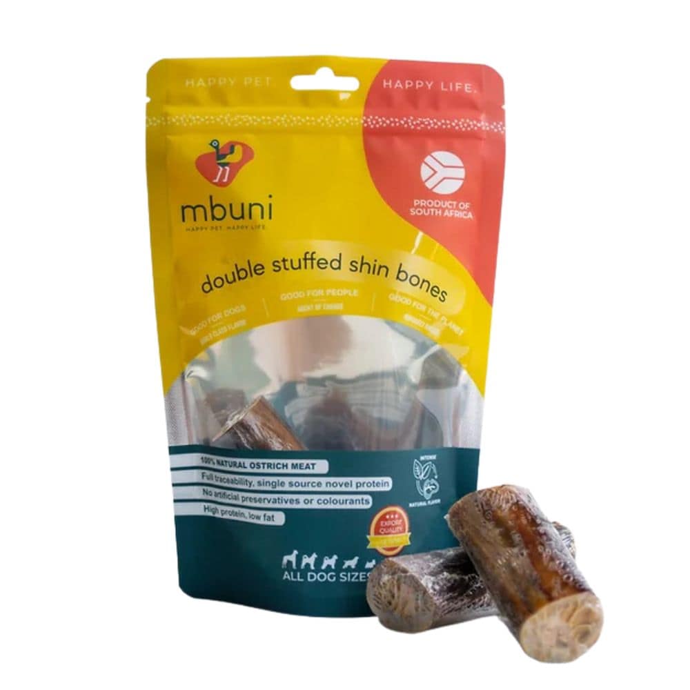 Mbuni Double Stuffed Shin Bones Dog Treat | Pet Hero