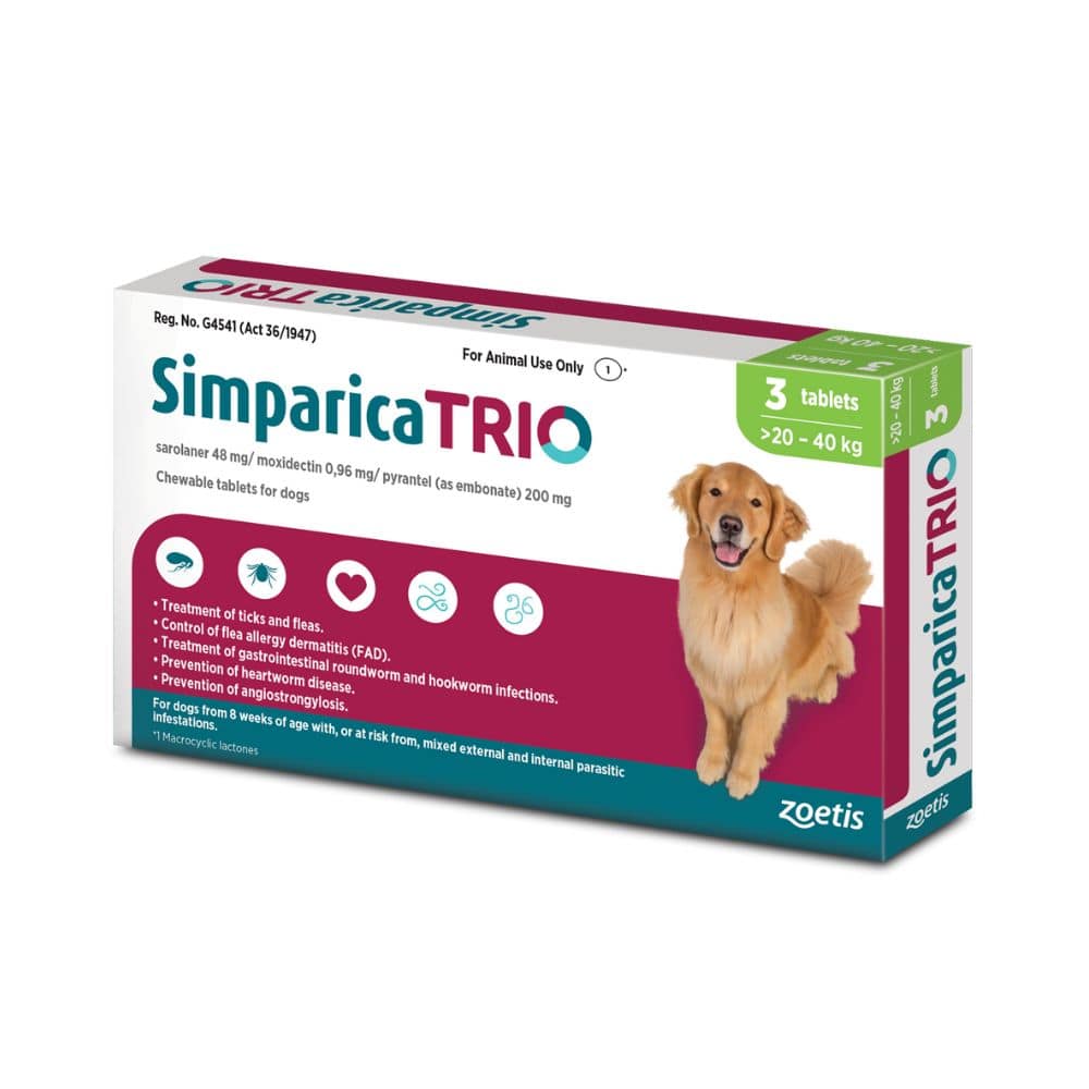 Simparica 20.1 - 40 kg Green Chew Tablets for Dogs | Pet Hero